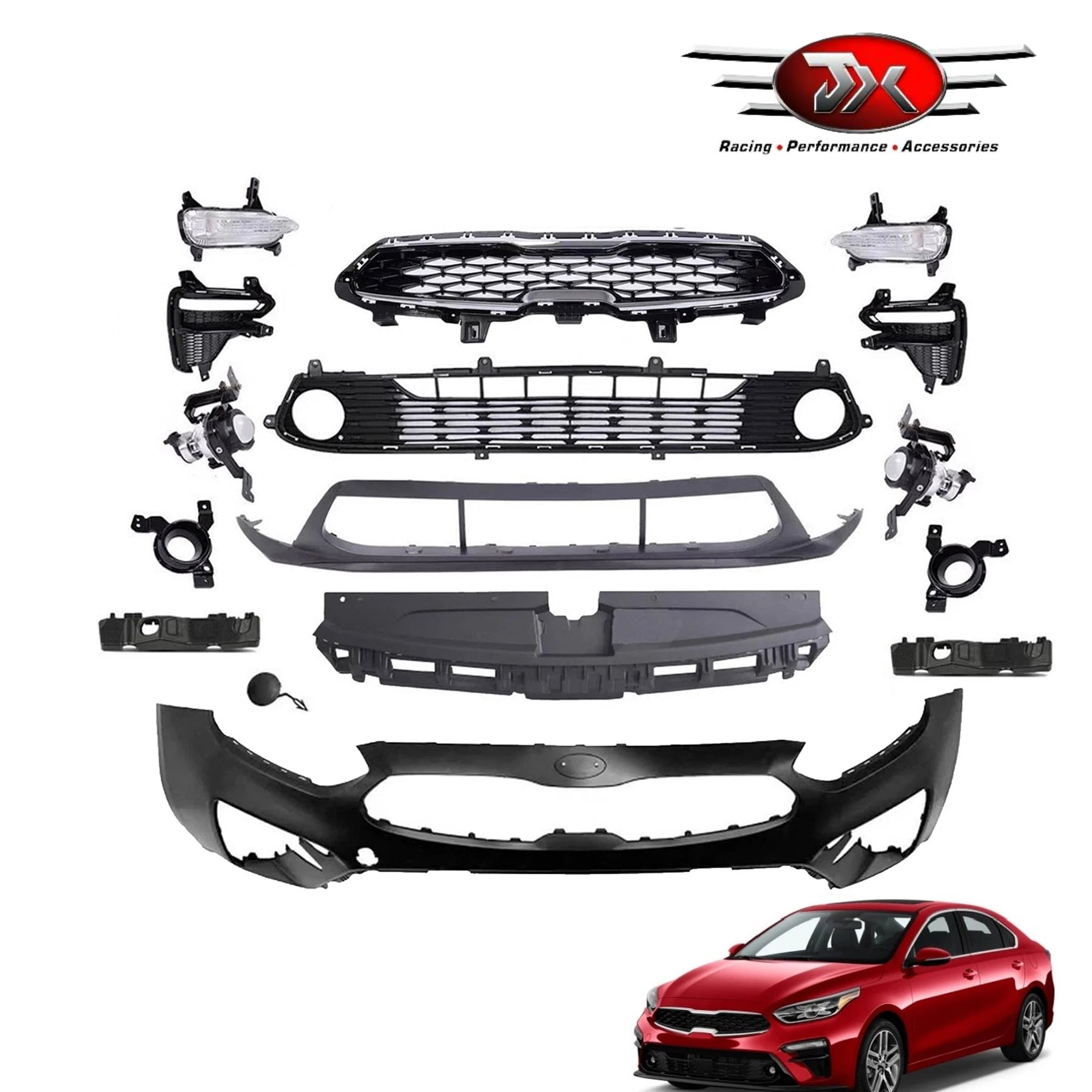 JX RACING Front Bumper Kit With Grille/Turn Signal Lights Compatible ...