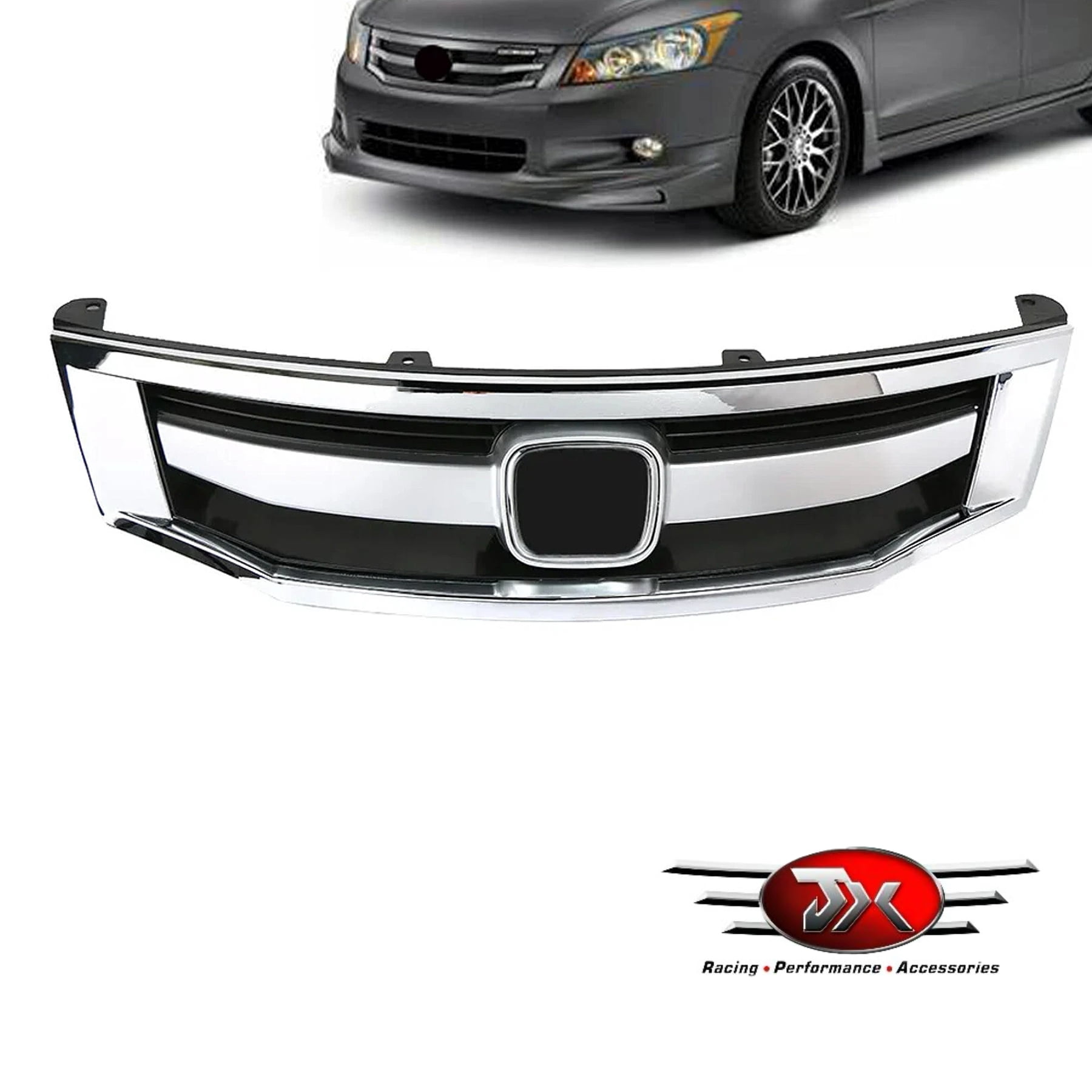 JX RACING Front Bumper Upper Grille Grill Chrome Black Compatible with ...