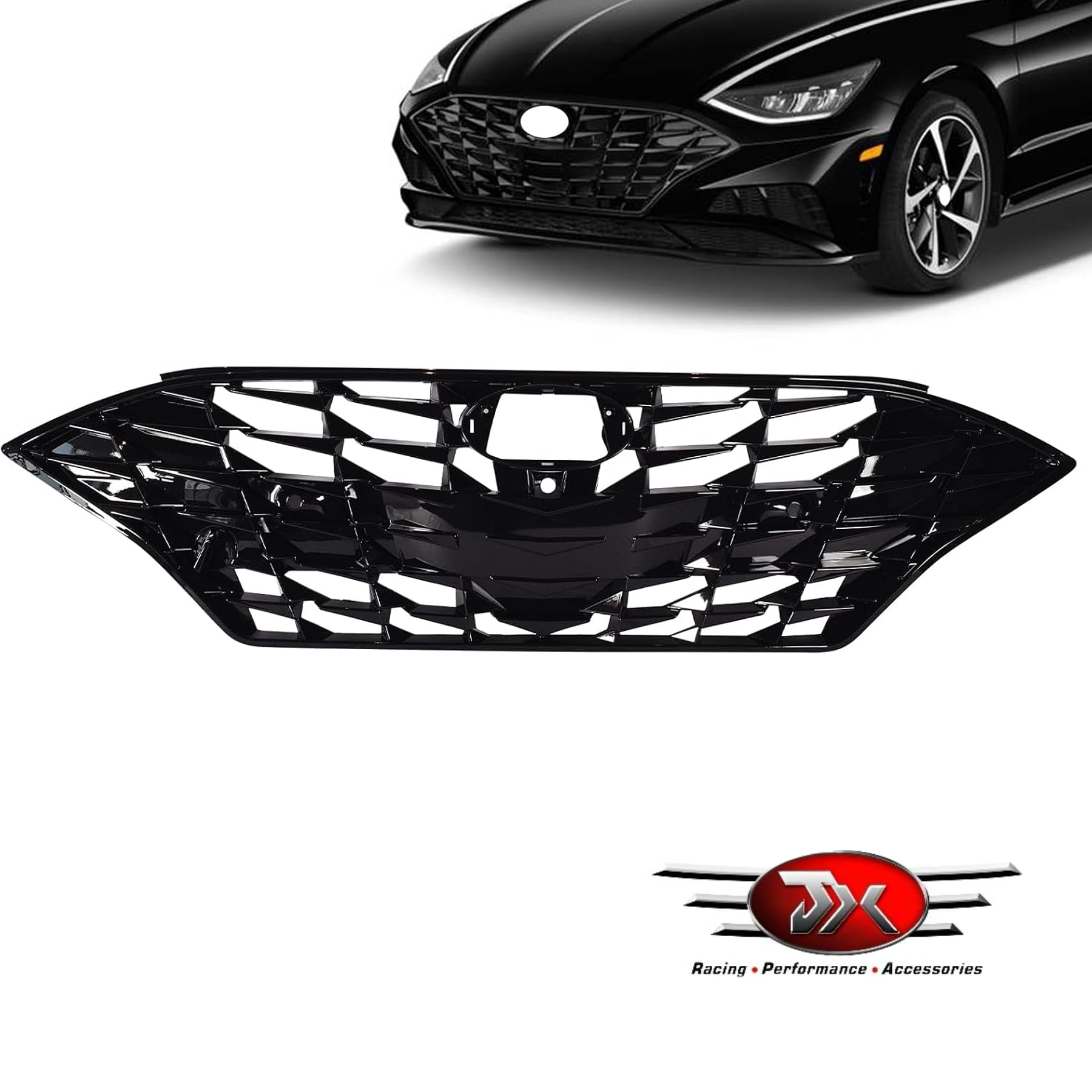 JX RACING Front Upper Grille W/Camera Hole Sensor Hole Compatible with ...