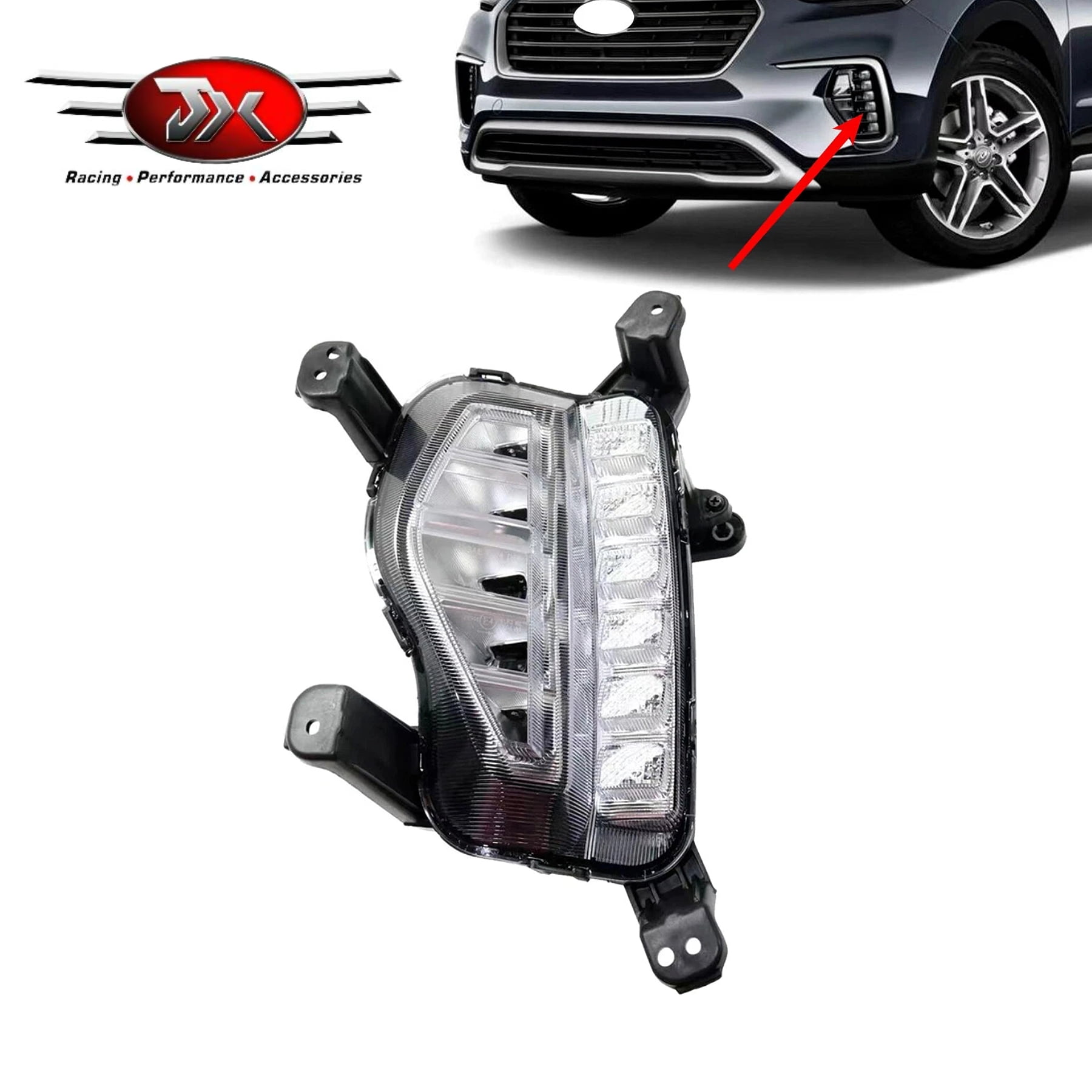 JX RACING LED DRL Fog Light Driving Lamp W/ Bezel Left Driver Side ...