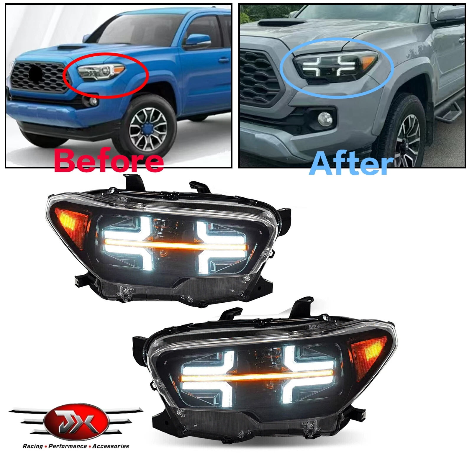 JX RACING Projector LED HeadLamps Compatible with Toyota Tacoma 2016 ...