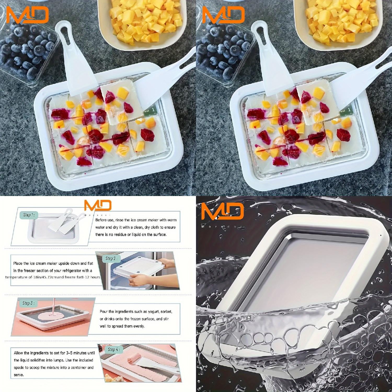 JXJP C015-White 1pc Portable Ice Cream Roll Maker with Stainless Steel ...