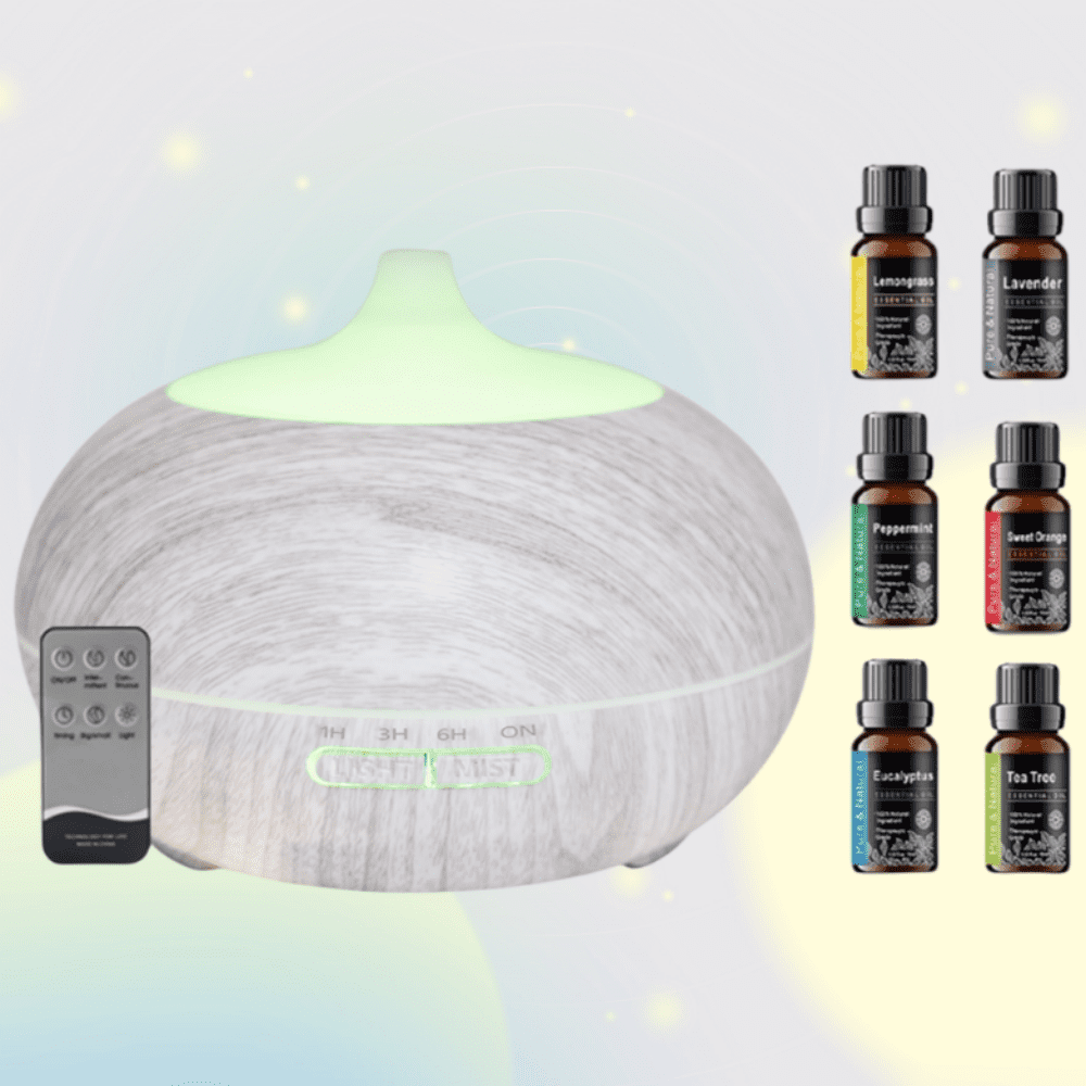 JXJSQJP Oil Lamp Wood Grain Oil Diffuser 550ml Air Humidifier Desktop ...