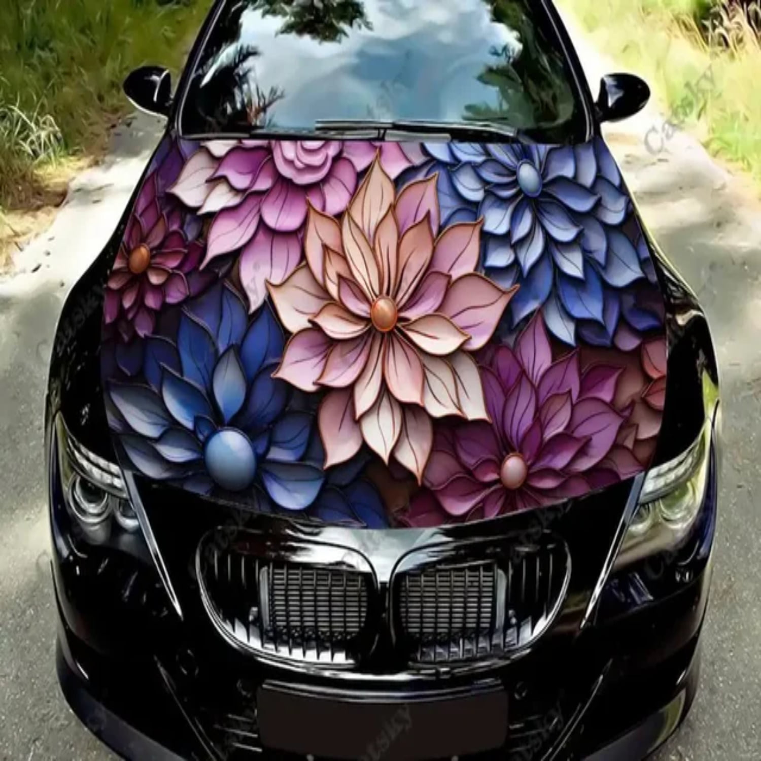 JXLKJCXT Exotic Flowers Car Hood Vinyl Stickers Wrap - Engine Cover ...