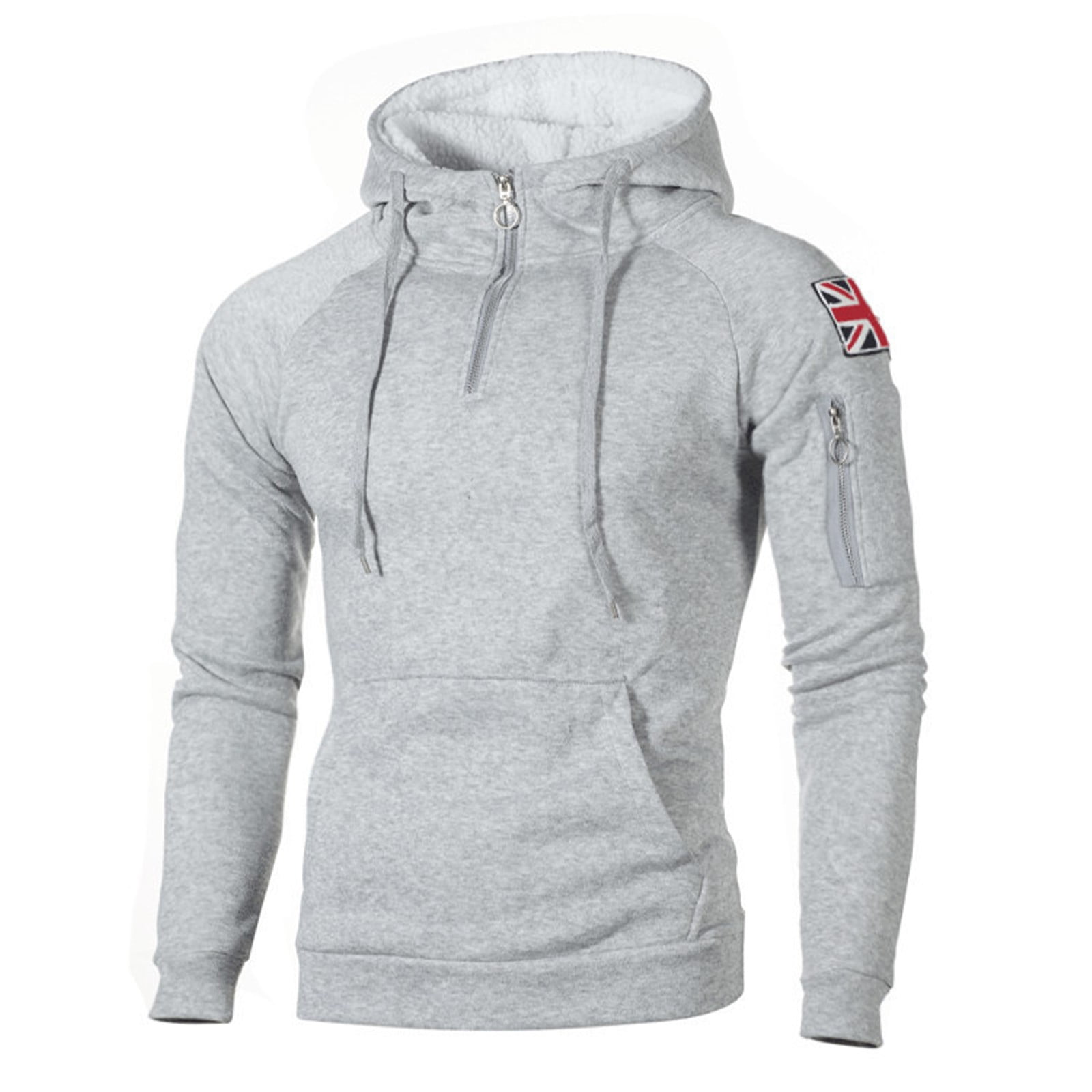 JXMVOJ Men's Casual Hoodies Pullover Drawstring Cotton Quarter Zip ...