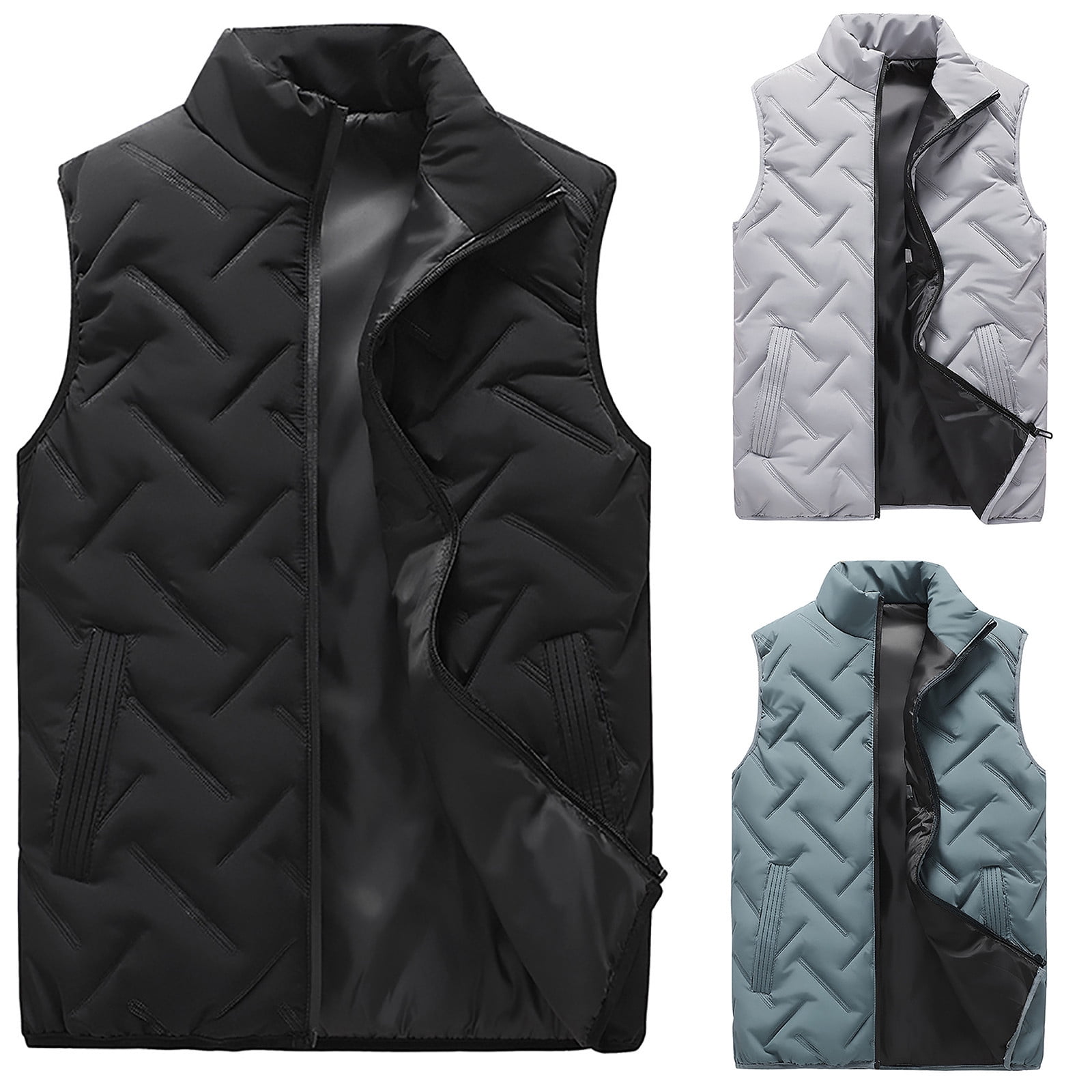 JXMVOJ Men's Padded Down Vest Winter Casual Work Sports Travel Outdoor ...