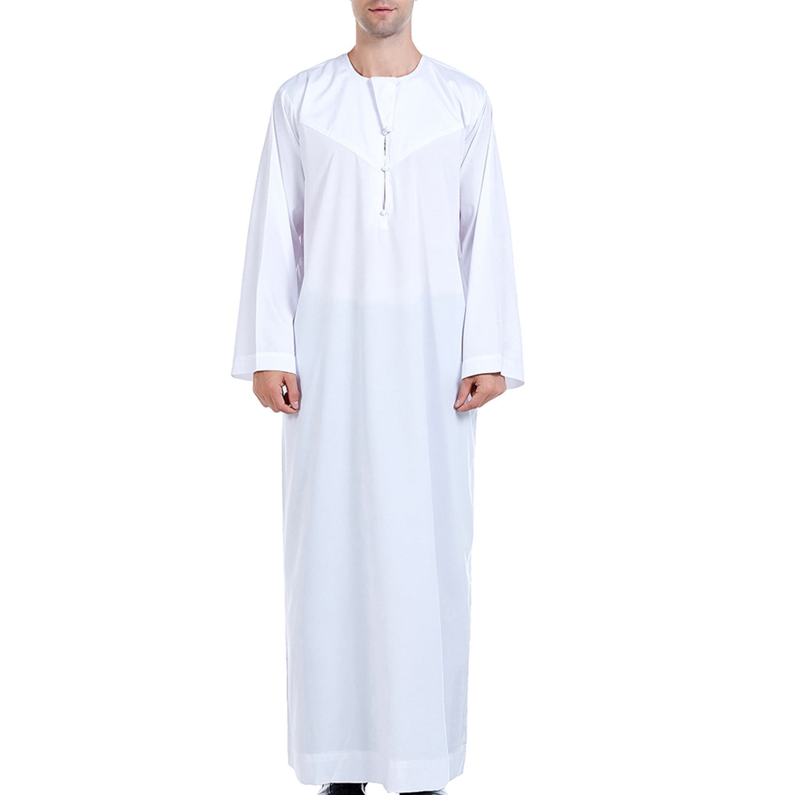 JXMVOJ Mens Muslim Thobe Islamic Long Sleeve Robes Middle East Arab ...