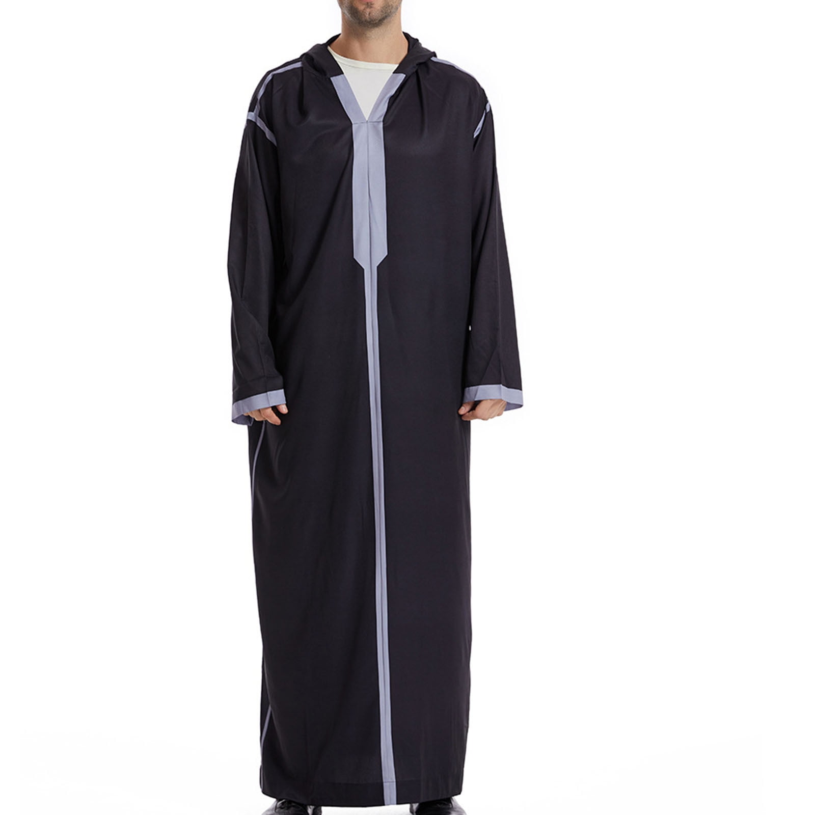 JXMVOJ Mens Muslim Thobe Islamic Long Sleeve Robes Middle East Arab ...