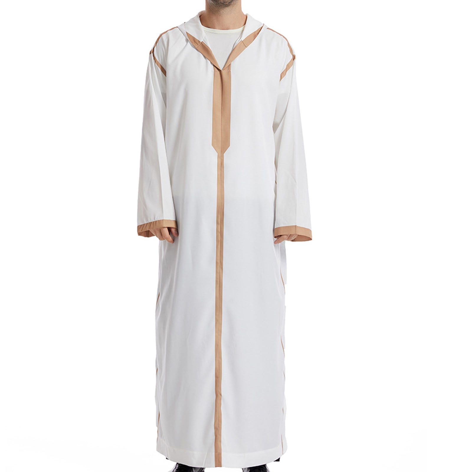 JXMVOJ Mens Muslim Thobe Islamic Long Sleeve Robes Middle East Arab ...