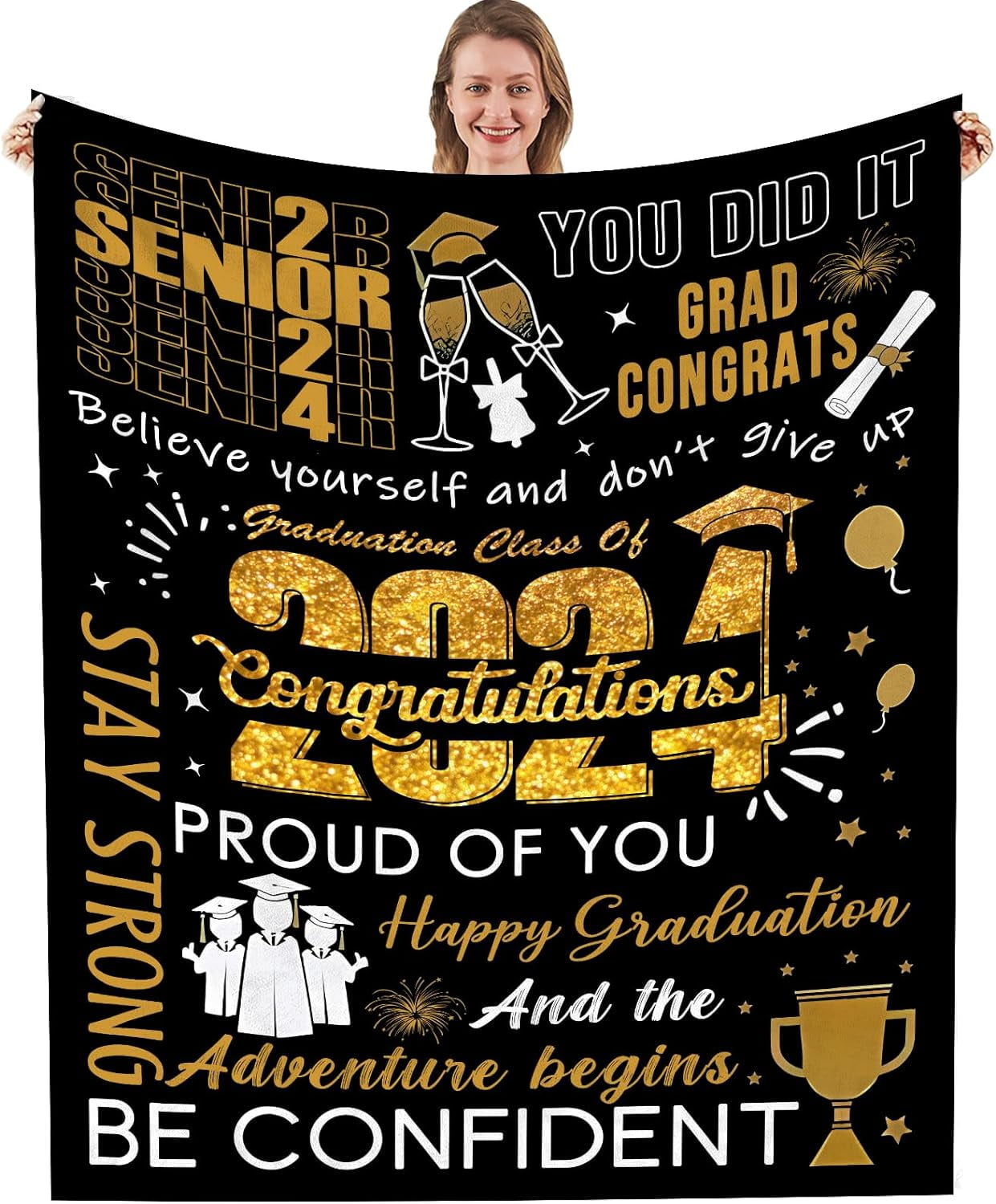 JXNUO 2024 Graduation Decorations Gifts Blanket, Graduation Gifts for ...