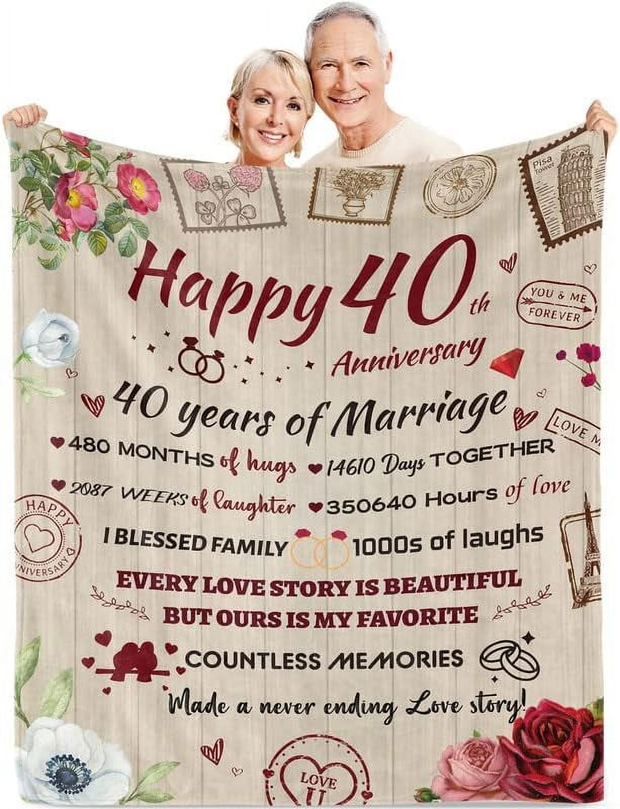 JXNUO 40th Anniversary Blanket Gifts, Gift for 40th Wedding Anniversary ...