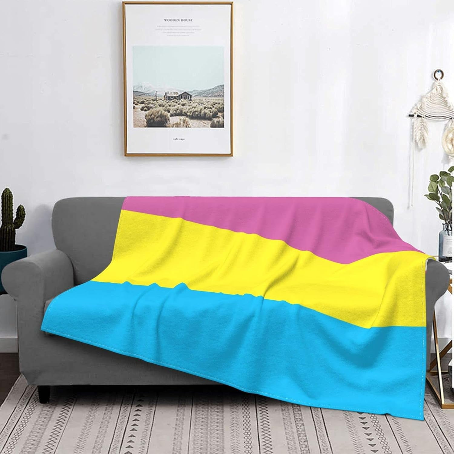 JXNUO Blanket JXNUO Pride Flag Stripe Throw Blankets, Blue Pink White ...