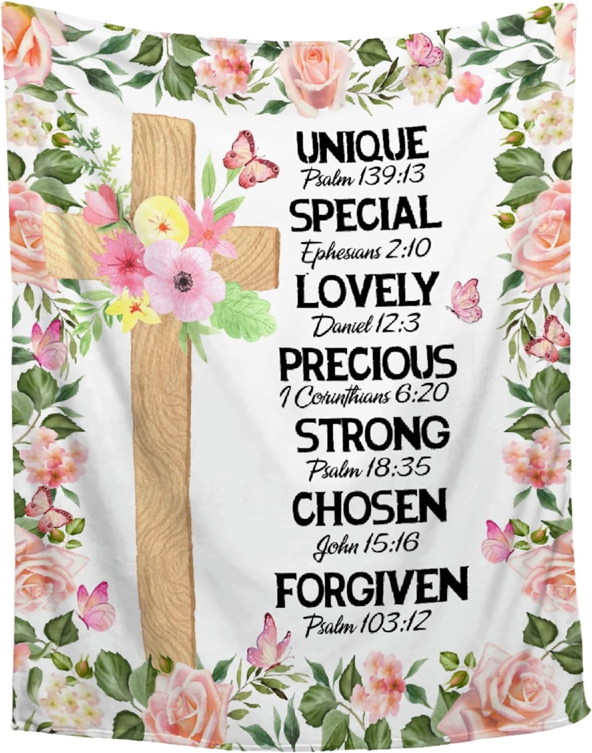 JXNUO Blanket Throw with Scripture Bible Verse- Be Strong and ...