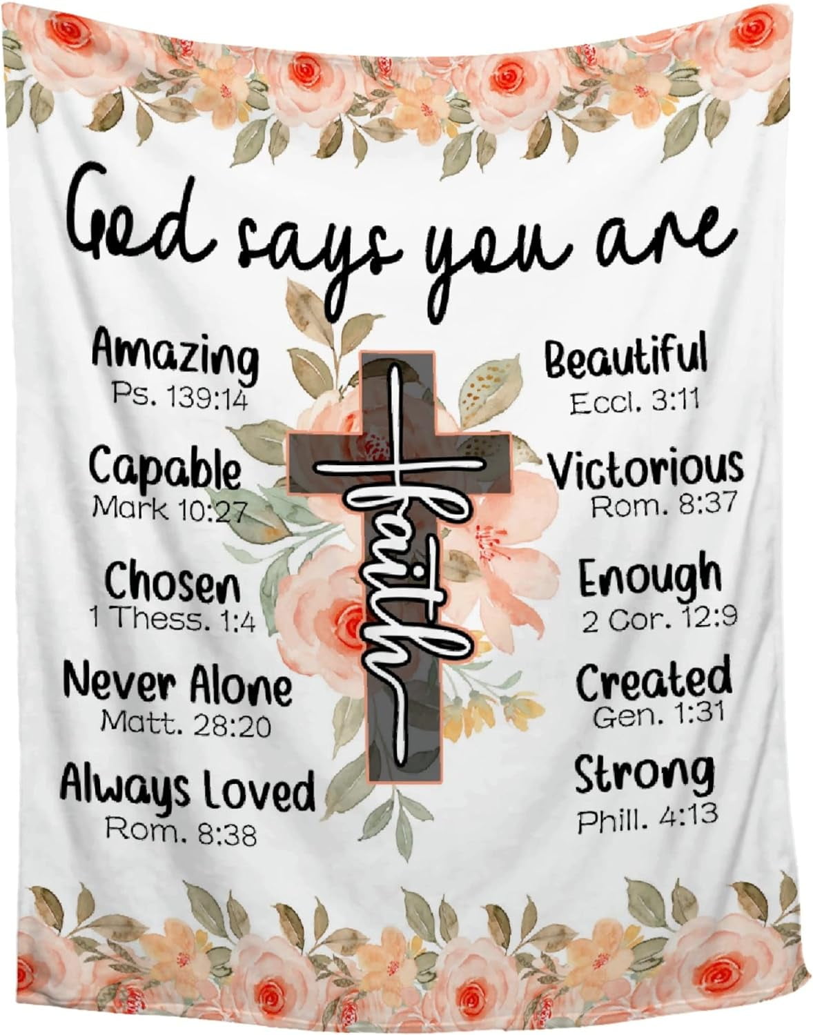 JXNUO Blanket Throw with Scripture Bible Verse- Be Strong and ...