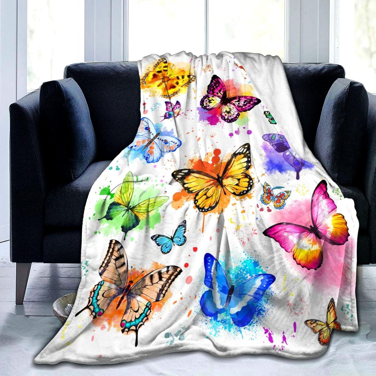 JXNUO Butterfly Blanket Flannel Soft Cute Butterfly Throw Blankets ...