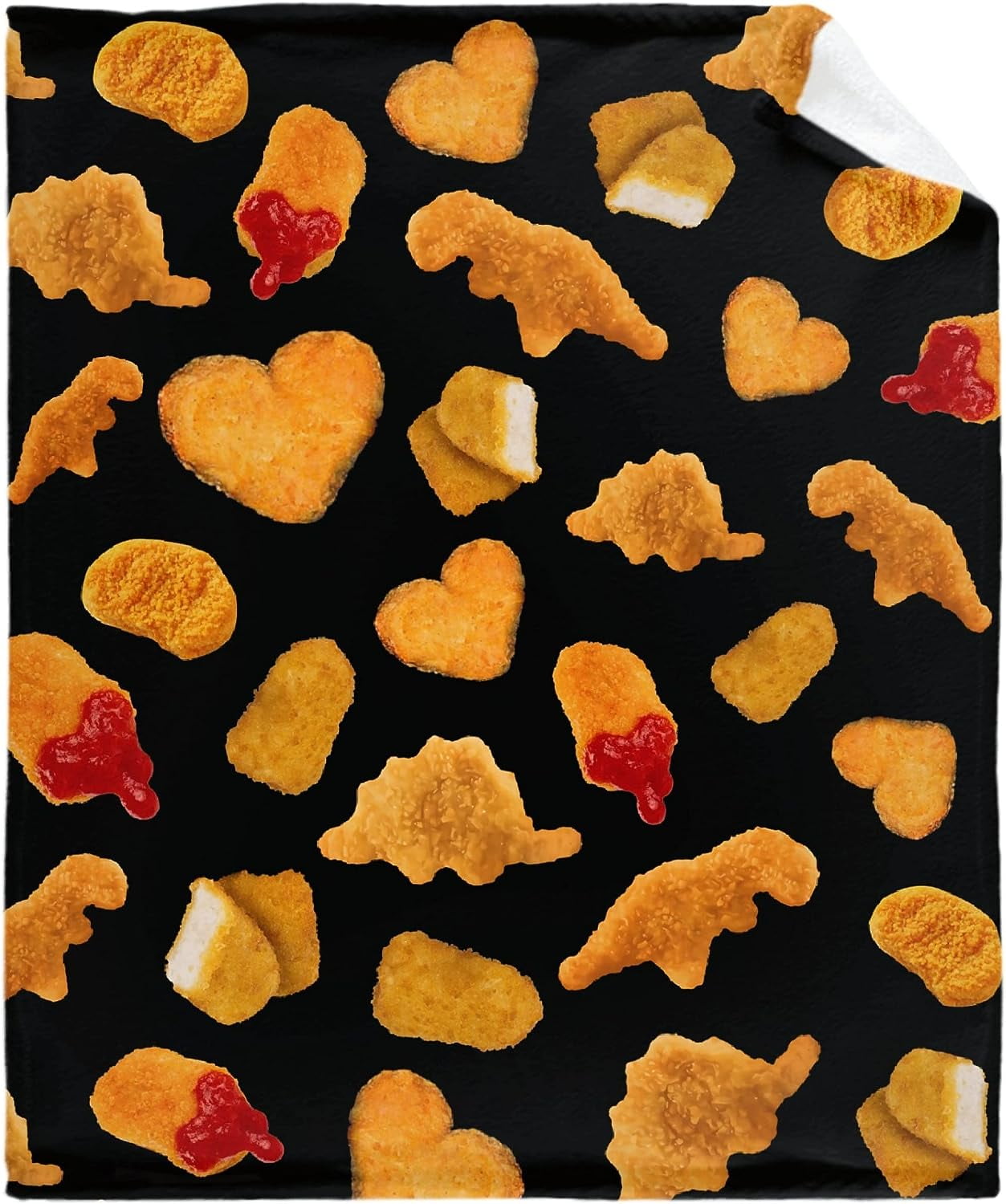JXNUO Chicken Nuggets Blanket - Ultra Soft Dino Nugget Flannel Blanket ...