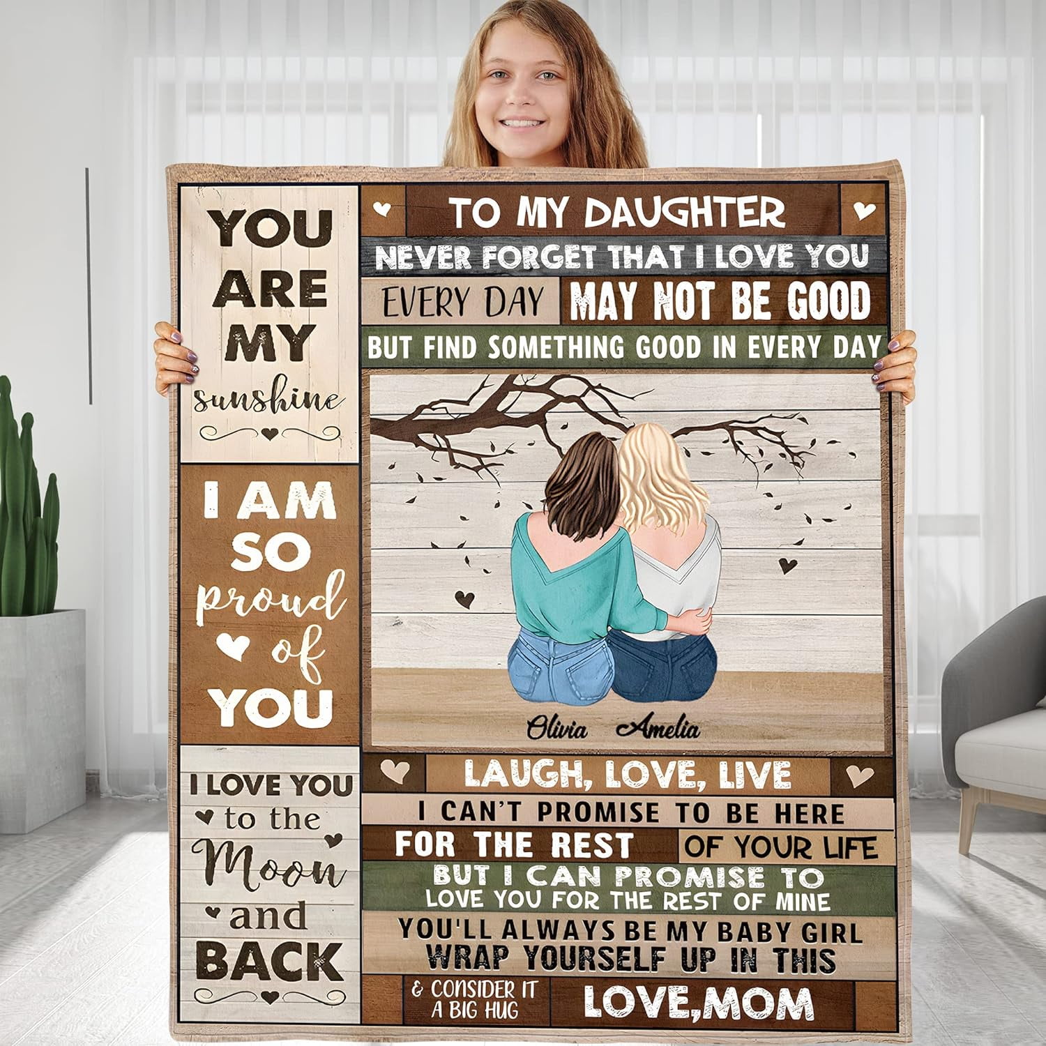 JXNUO Custom to My Daughter Blanket from Mom - You are My Sunshine ...