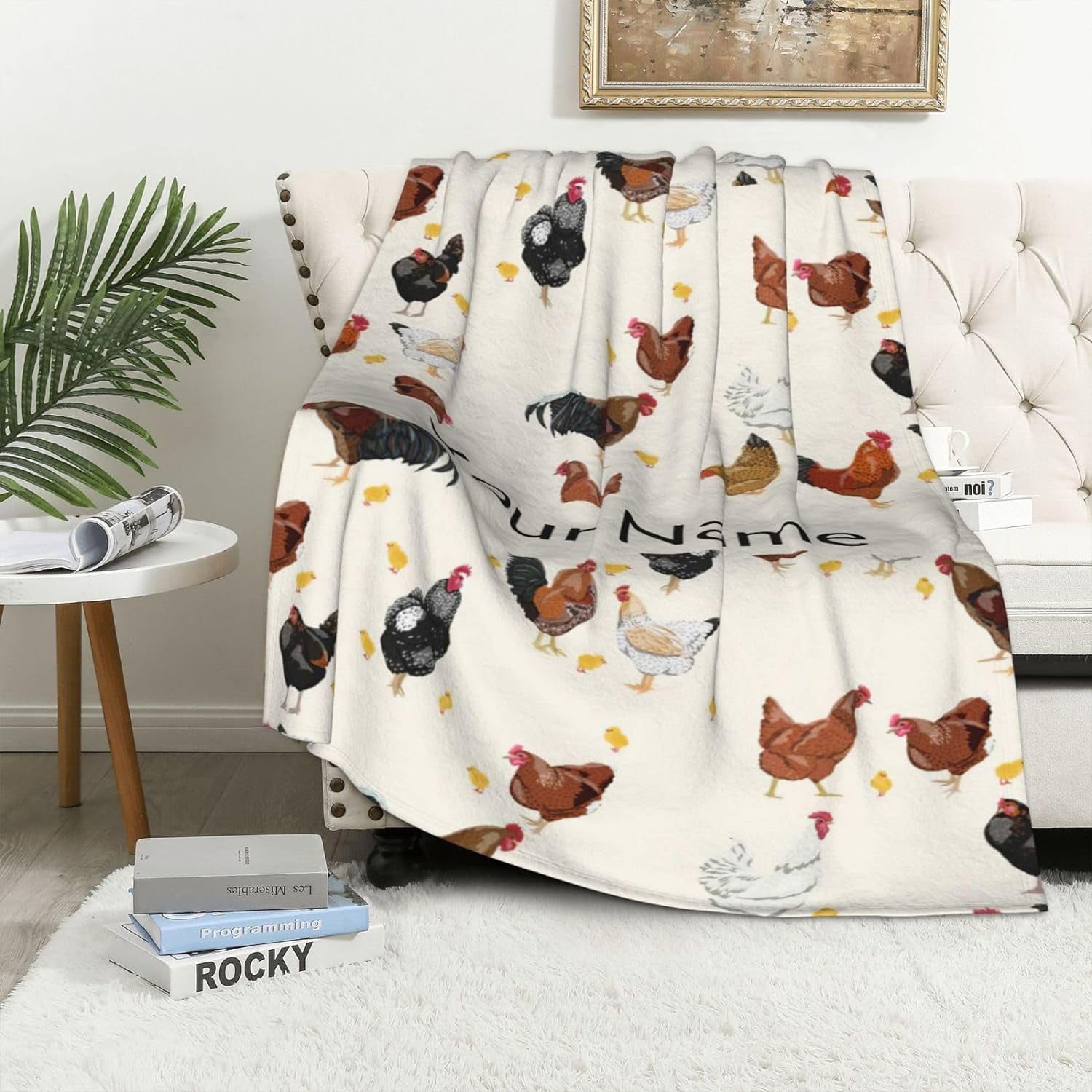 JXNUO Cute Chicken Blanket, Pink Floral Chicken Blanket for Kids ...