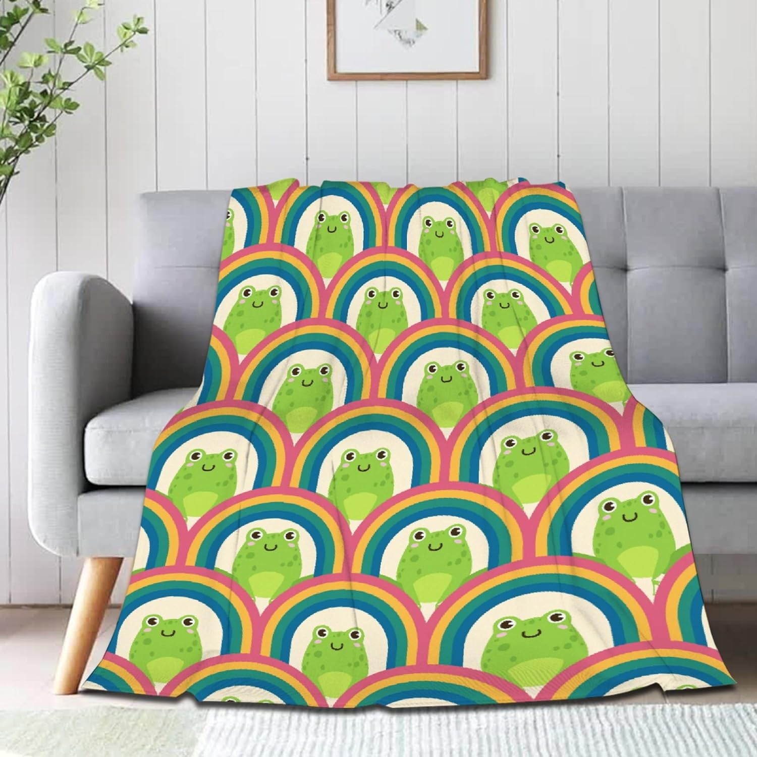 JXNUO Cute Frog is in The Pond Throw Blanket Warm Lightweight Soft Cozy ...