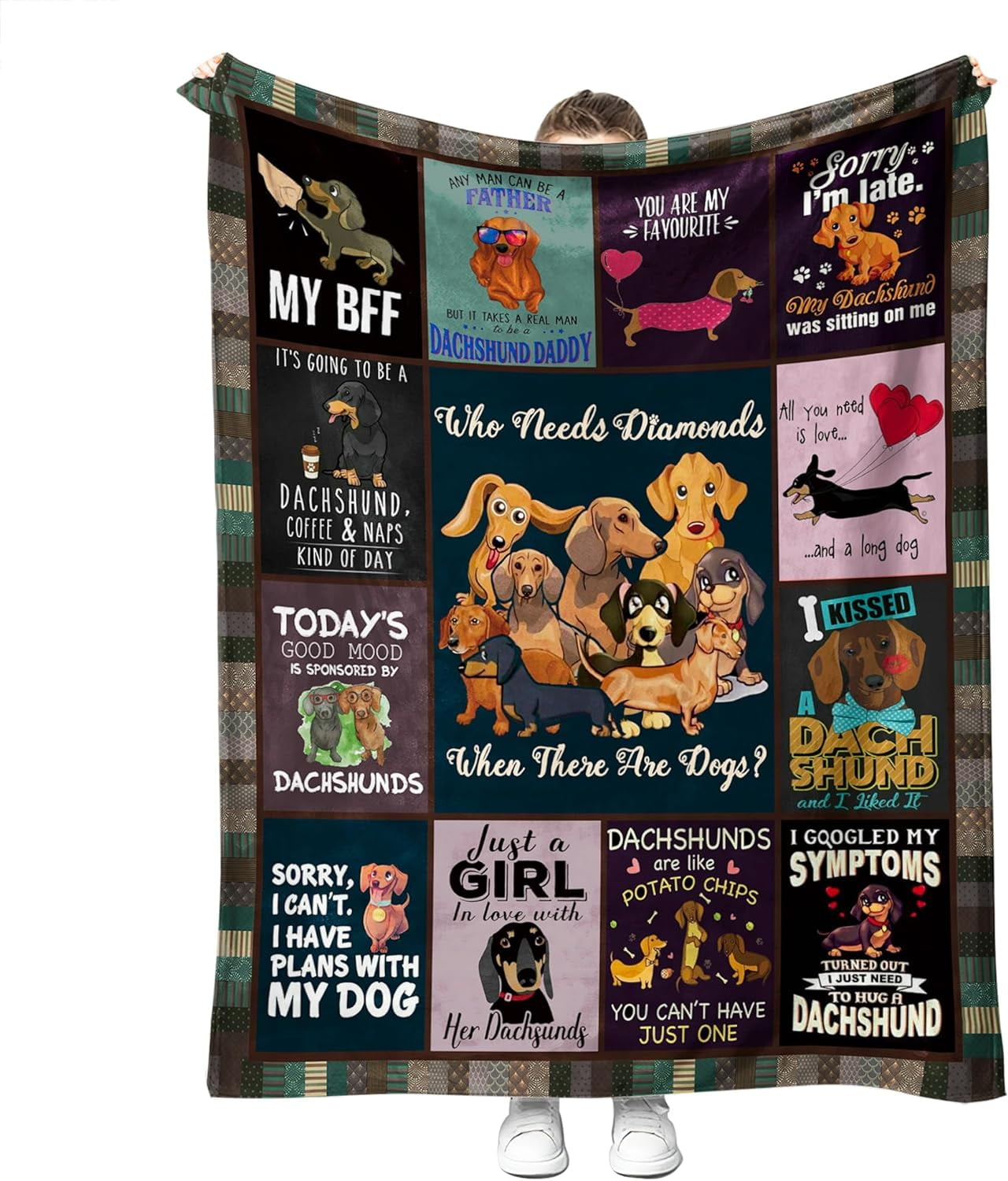 JXNUO Dachshund Blanket Dachshund Gifts for Women Warm Cozy Wiener Dog ...