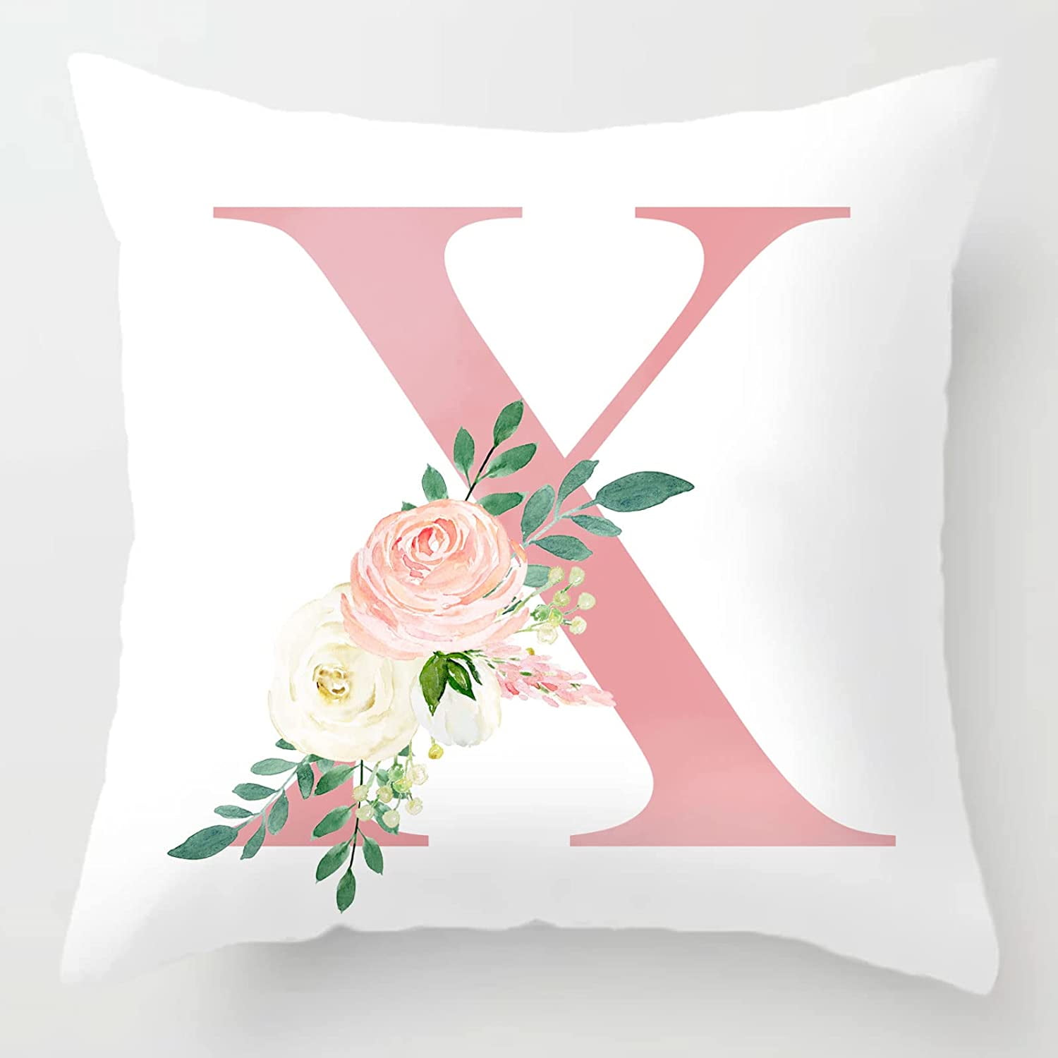 JXNUO Decorative Pillow Covers Pink Letter R Pillow Covers Floral Throw ...