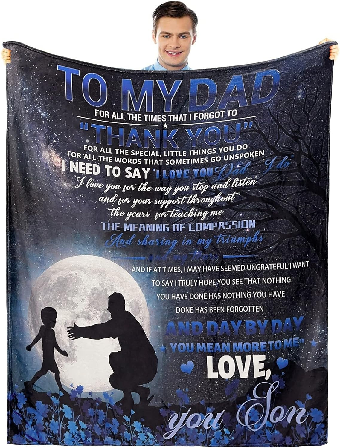 JXNUO Fathers Day Dad Gifts Flannel Throw to My Dad Blanket Birthday ...