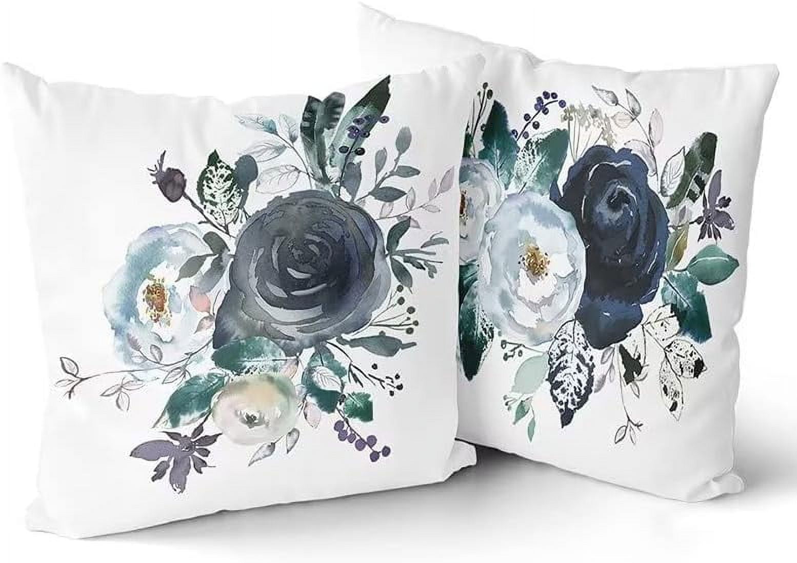 JXNUO Floral Pillow Covers 18x18 Inch Set of 2 Pink White Flower Throw ...