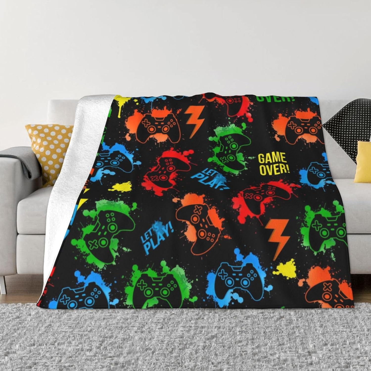 JXNUO Gamer Blanket Gamepad Throw Blankets for Boys Girls Video Game ...