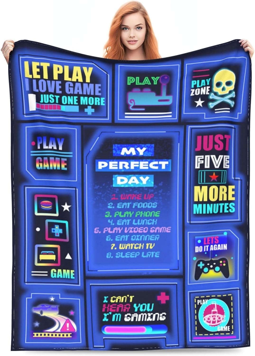 JXNUO Gaming Blanket 50x40 Boys Girls Gamer Blankets Video Game ...