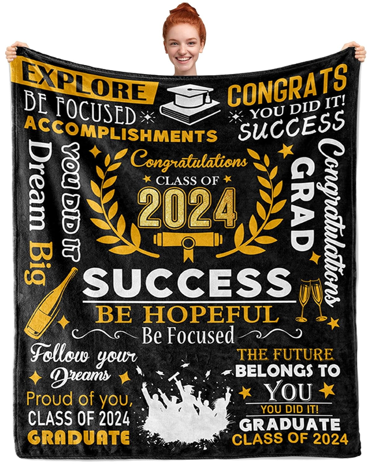 JXNUO Graduation Blanket Gift - Soft Lightweight Class of 2024 Throw ...