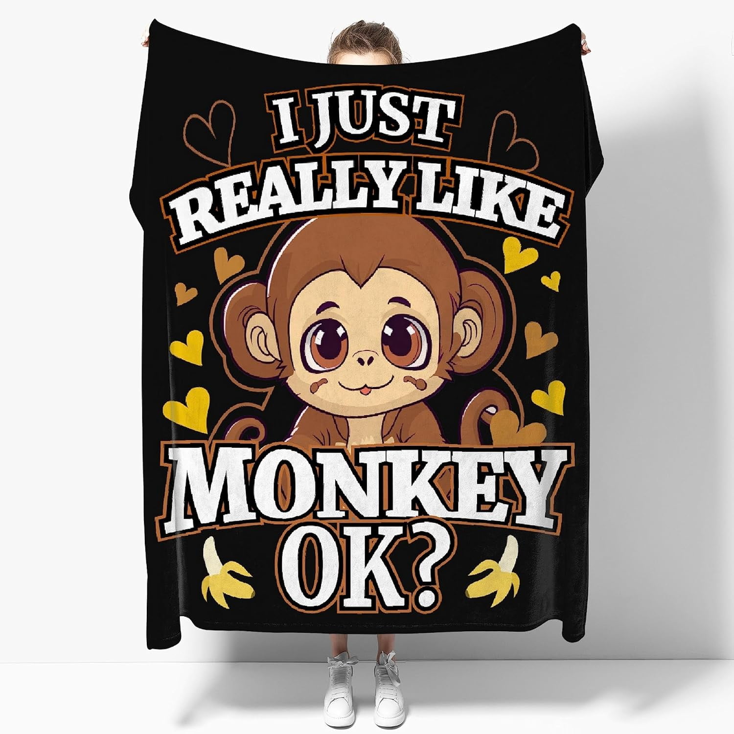 JXNUO I Just Freaking Love Monkey,ok Name Custom Blankets Personalized ...