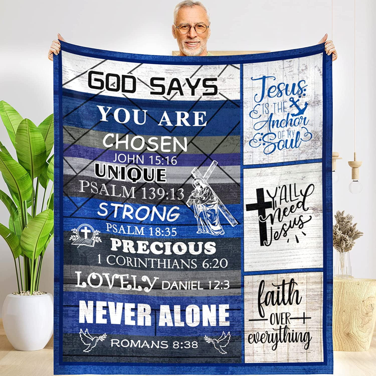 JXNUO Inspirational Blanket with Bible Verse Christian Spiritual ...