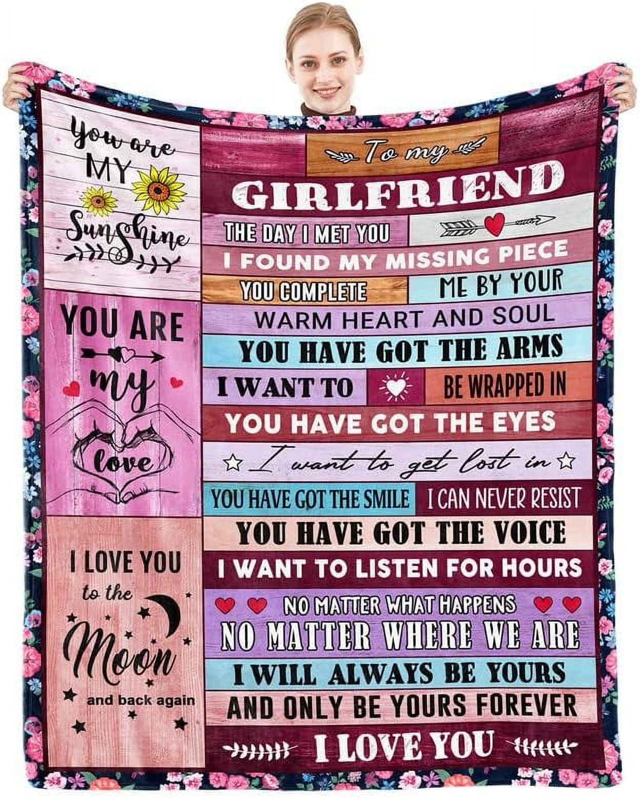 JXNUO to My Girlfriend Blanket Girlfriend Gifts I Love You Blessing Sweet Sayings Quote Throw ...