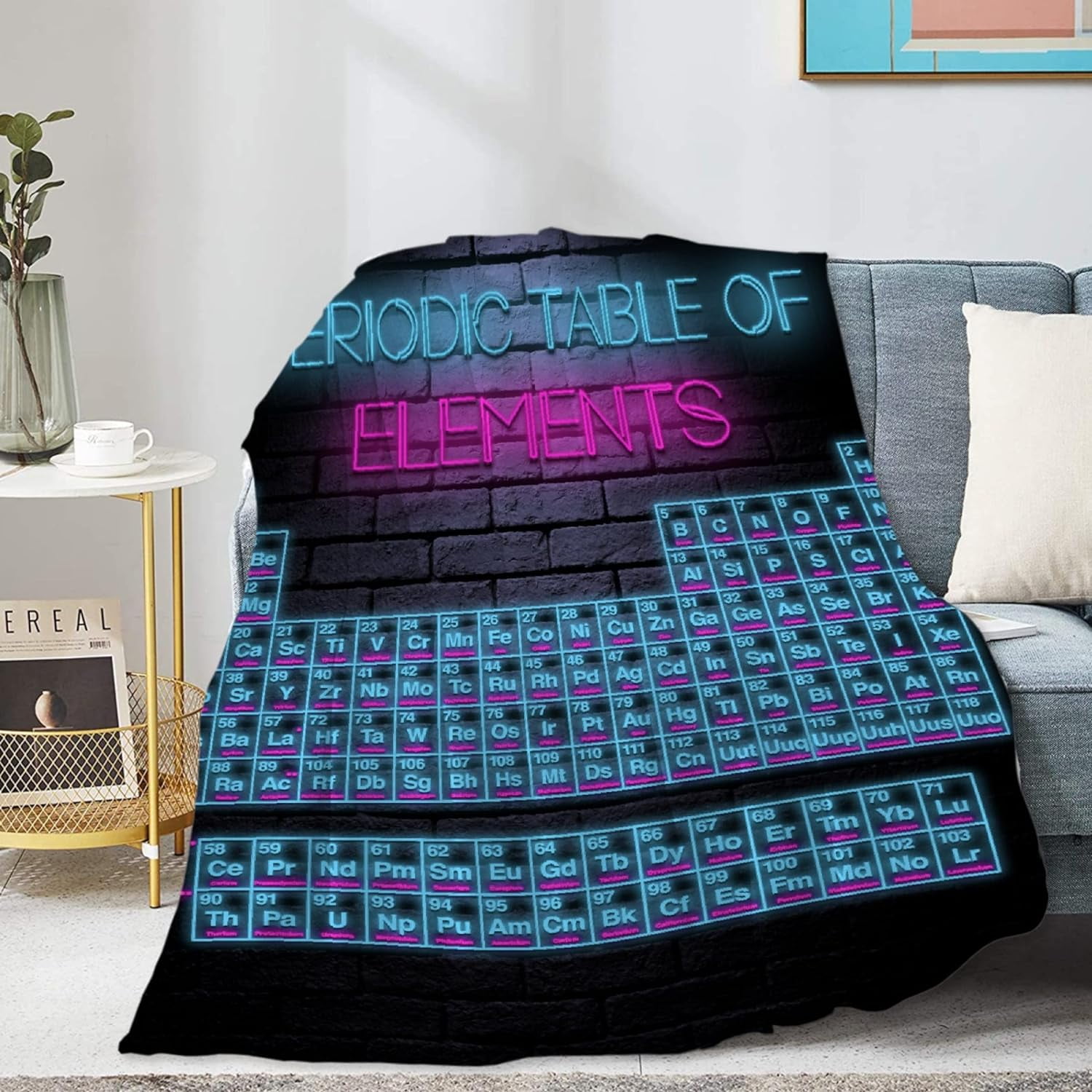 JXNUO Periodic Table of Elements Warm Blanket for Baby Kids Fuzzy ...