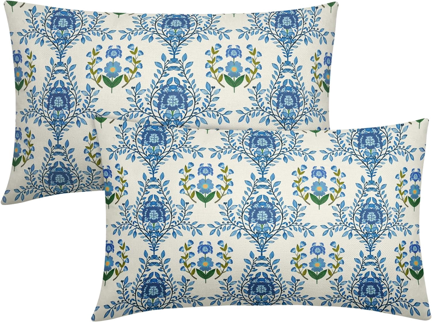 JXNUO Pillow Covers Watercolor Green Blue Floral Leaves Decorative ...