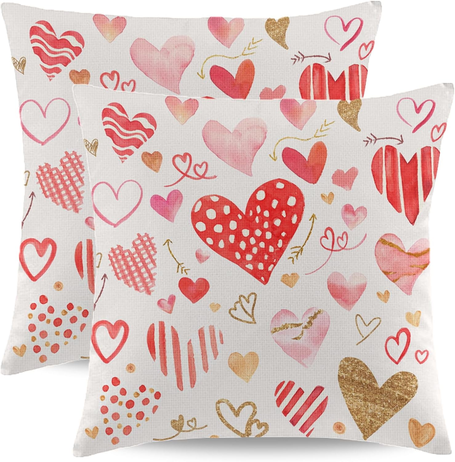 JXNUO Valentines Pillow Covers Pink Love Heart Throw Pillows, Romantic ...