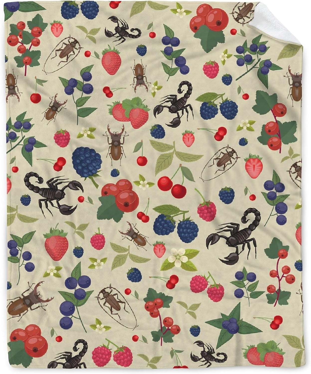 JXNUO Vintage Insects Blanket Cozy Soft Lightweight Flannel Cherry ...