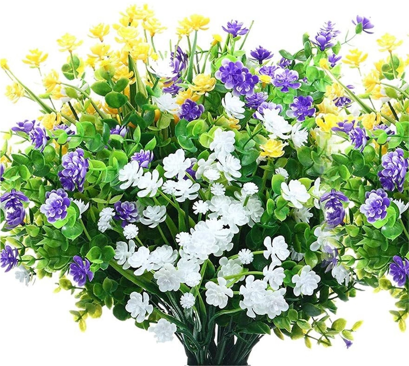 JXW 36 Bundles Artificial Flowers Outdoor, UV Resistant Faux Artificial ...