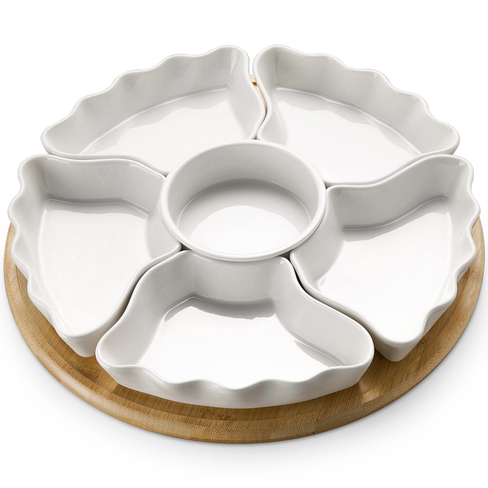 JXW 360° Rotatable Serving Tray and Platters, 12 Inch Divided Serving ...