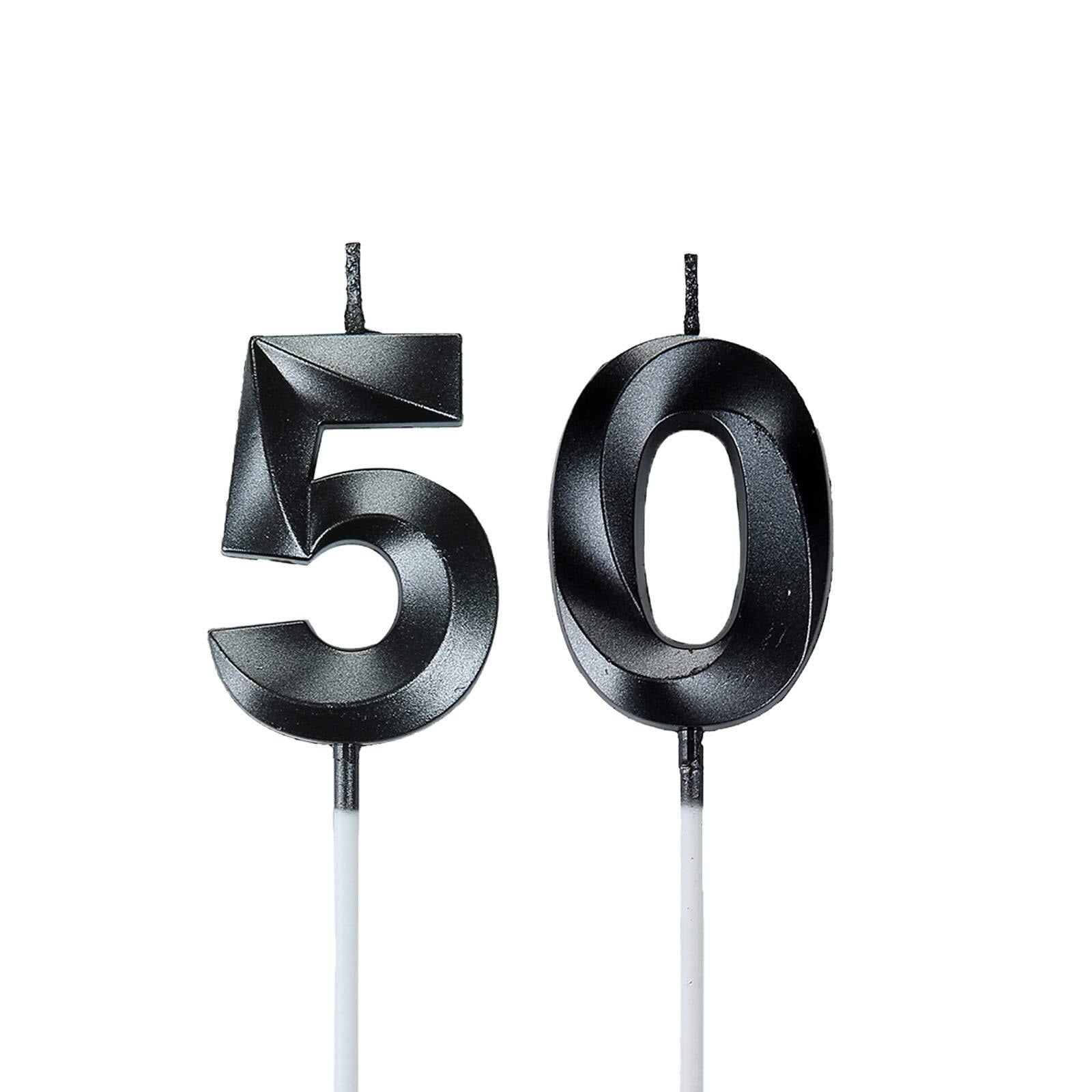 JXW 50th Birthday Candles,Gold Number 50 Cake Topper for Birthday ...
