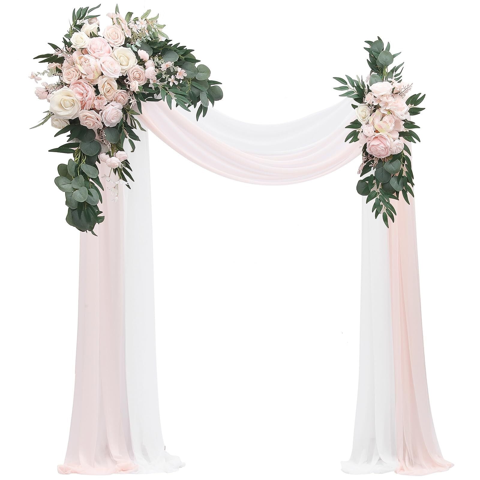 JXW Arch Flowers with Drapes Kit - 2pcs Artificial Ivory White Floral ...