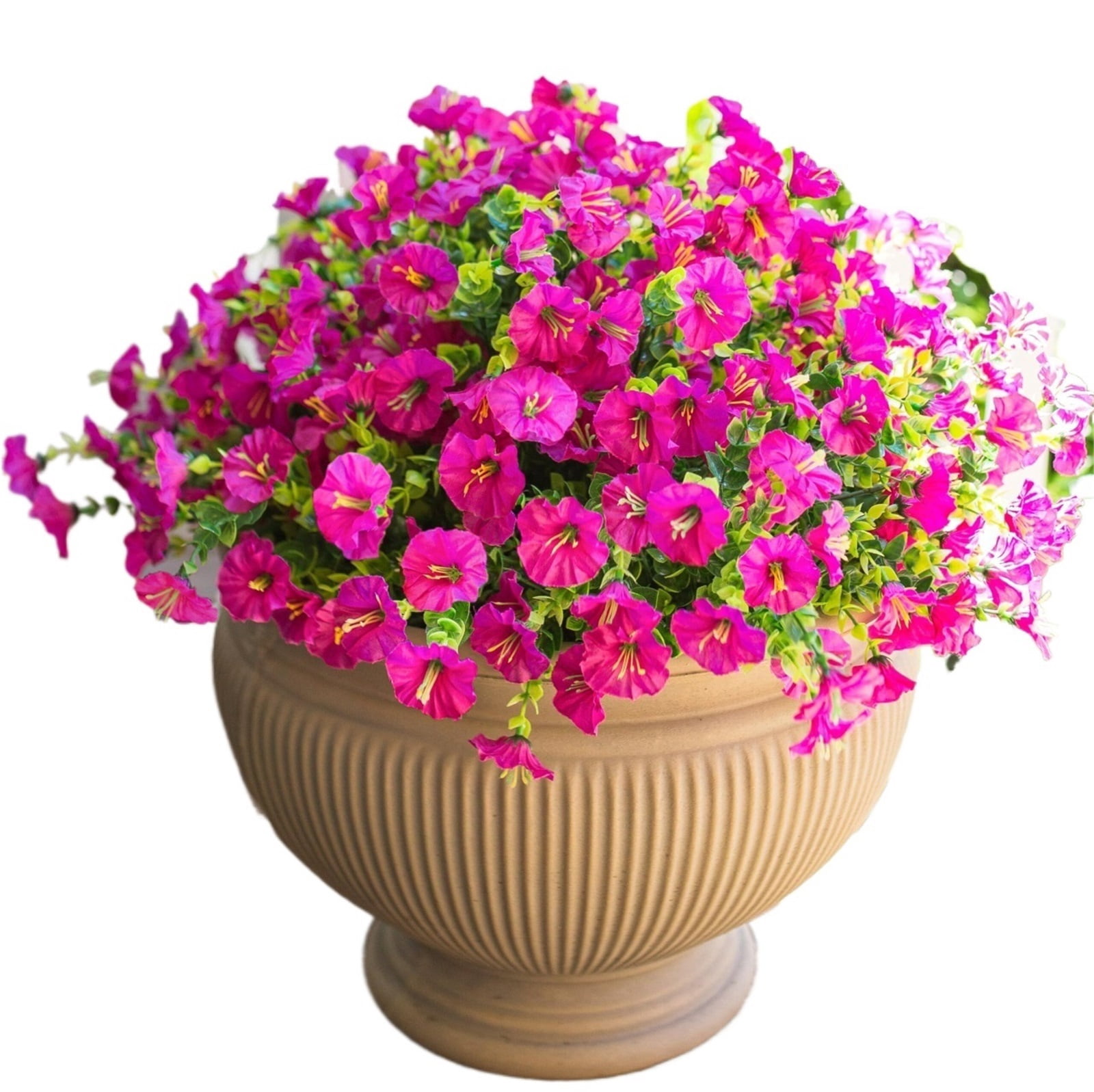 JXW Artificial Fake Flowers Plant for Outdoors, 12 Bundles Faux Morning ...