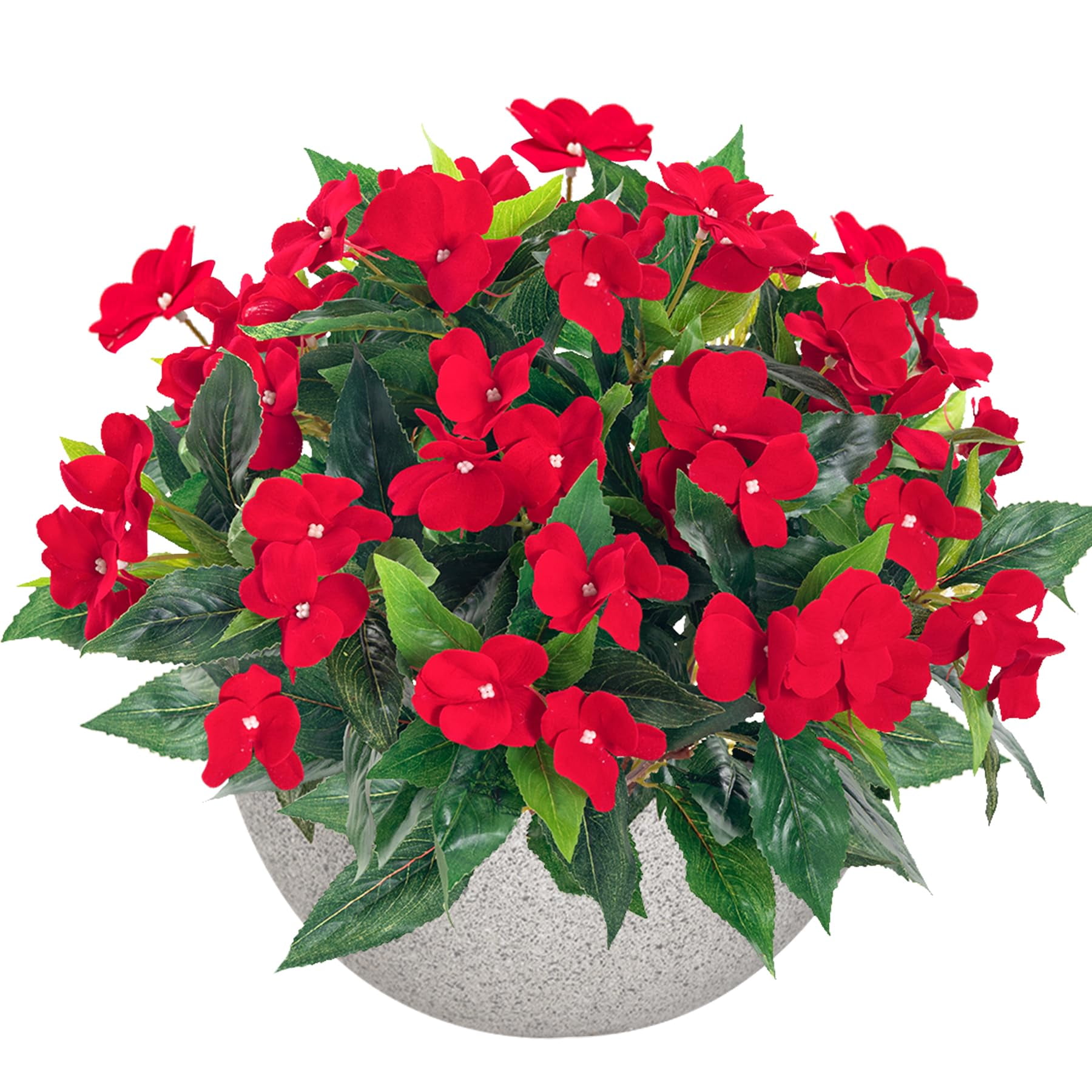 JXW Artificial Impatiens Bouquet Flowers for Outdoors Silk Faux Flowers for Outdoor Impatiens ...
