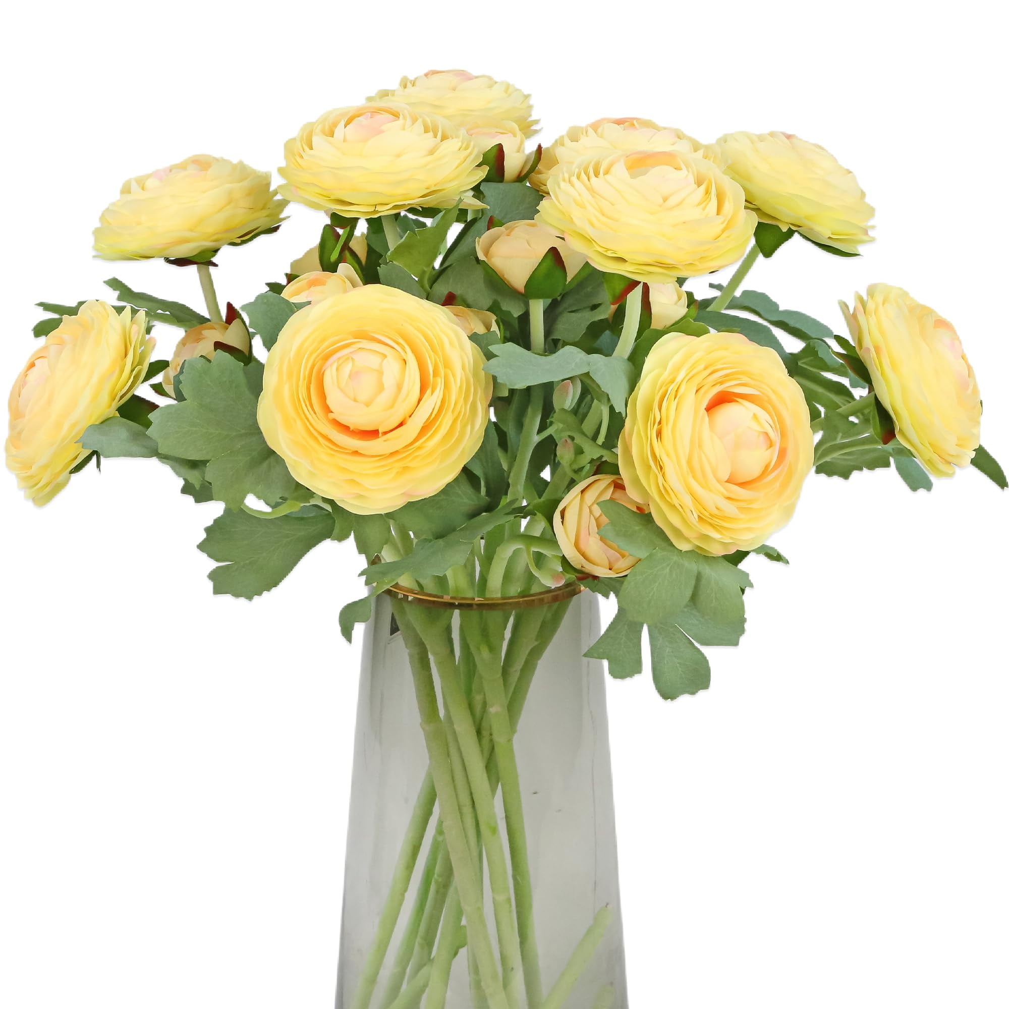 JXW Artificial Ranunculus Flowers with Real Touch Stem, Silk Ranunculus ...