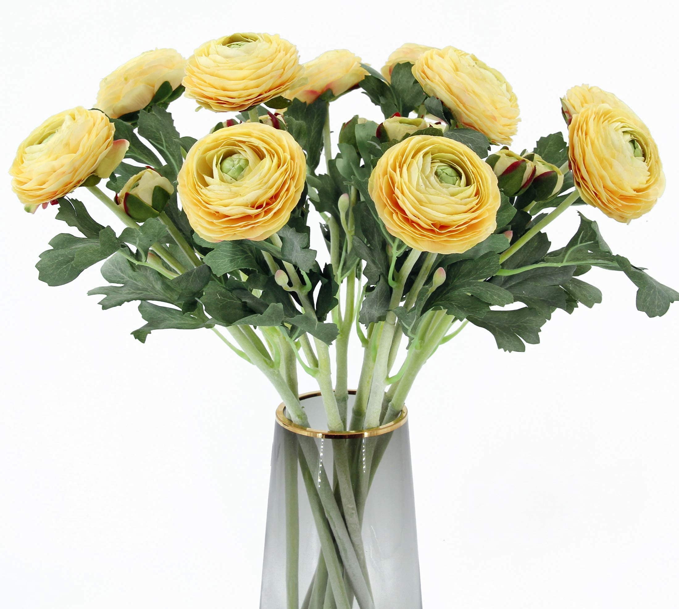 JXW Artificial Ranunculus Flowers with Real Touch Stem, Silk Ranunculus ...