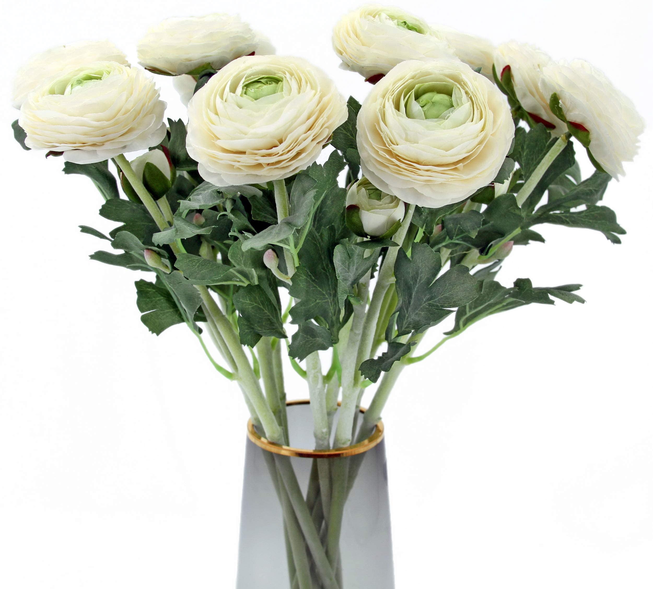 JXW Artificial Ranunculus Flowers with Real Touch Stem, Silk Ranunculus ...
