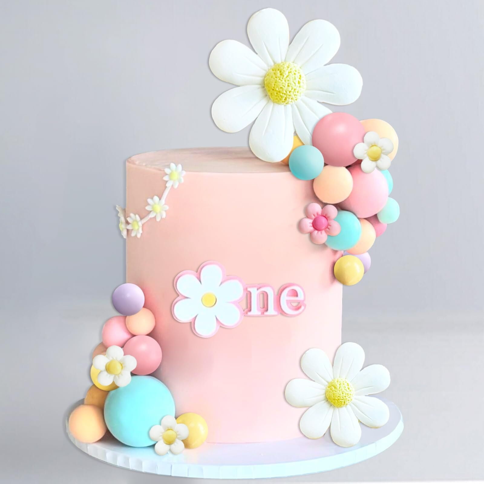 JXW Boho Daisy Flower Cake Topper Mini Balls Cake Decorations Retro ...