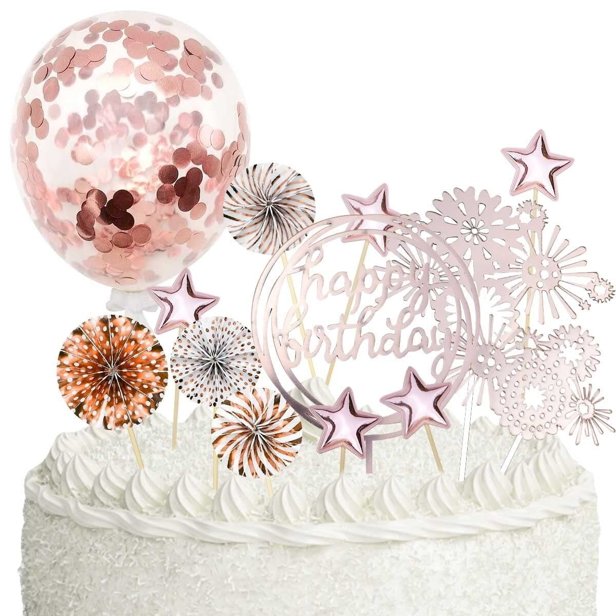 JXW Cake Topper Decoration Set Acrylic Glitter Happy Birthday Cake ...