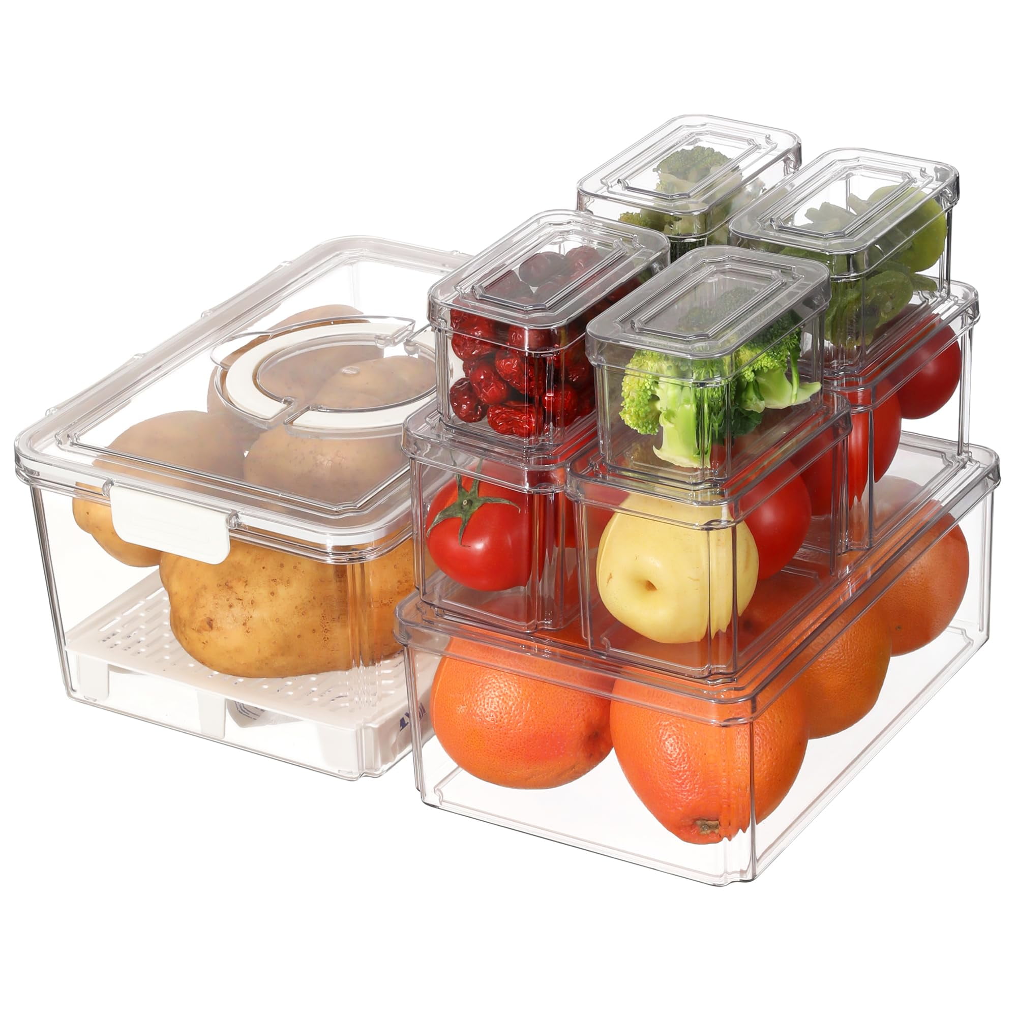 JXW Divided Serving Tray with Lid & Handle, Airtight 4 Compartment ...