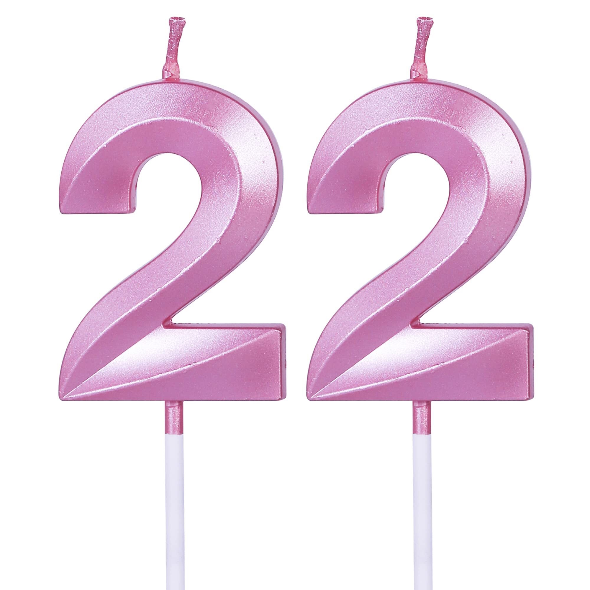 JXW Gold 22nd Birthday Candles for Cakes, Number 22 Candle Cake Topper ...